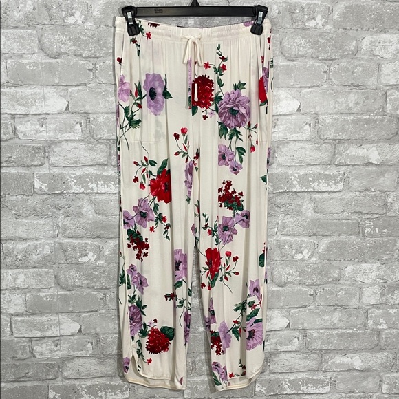 Soma | Intimates & Sleepwear | Soma Floral Wide Leg Pajama Pants Cream ...